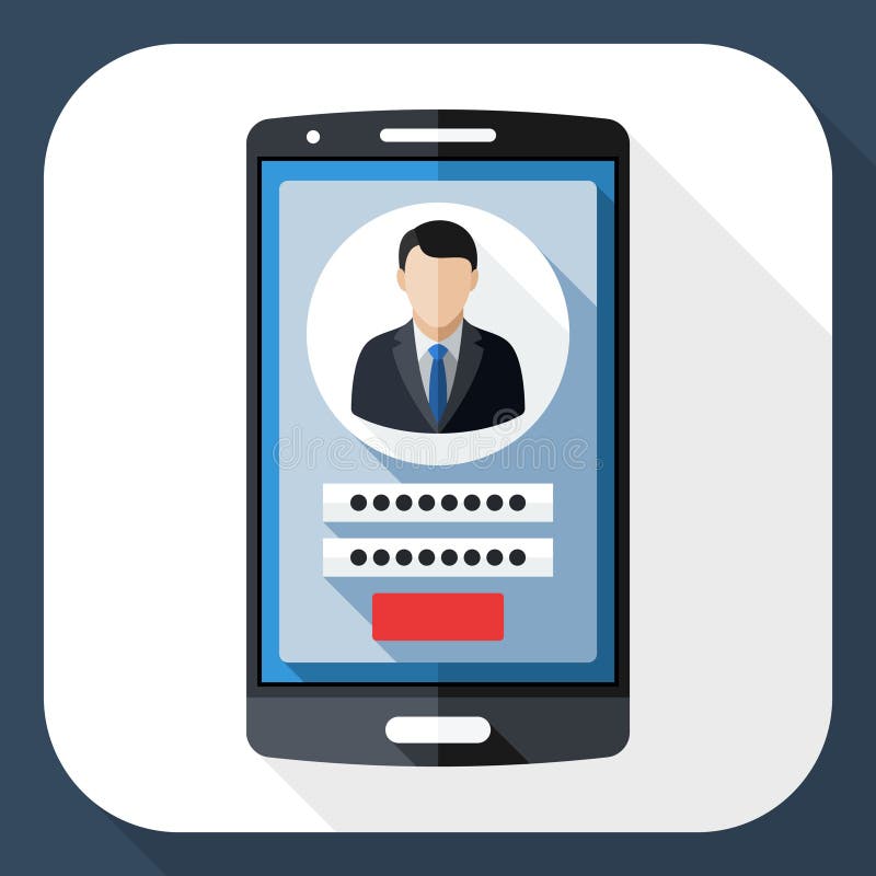 Smart Phone Icon with User Login Form and Long Shadow Stock Vector ...