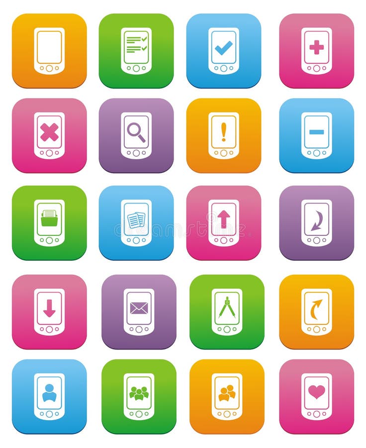 Smart Phone Icons - Flat Style Icons Stock Illustration - Illustration ...