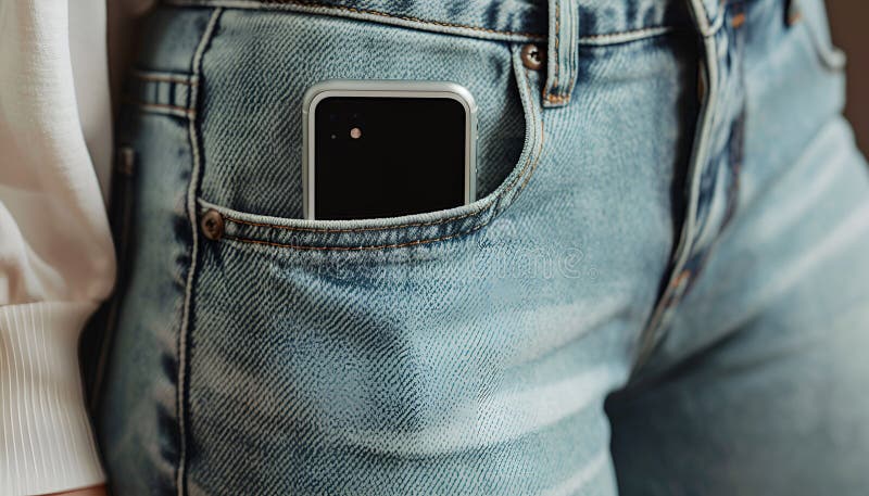 Smart Phone Inside Jeans Pocket with Copy Space Stock Photo - Image of ...