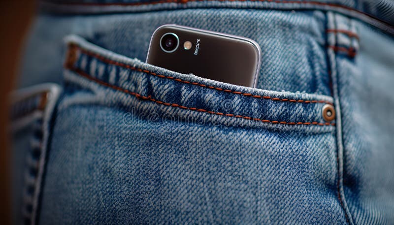 Smart Phone Inside Jeans Pocket with Copy Space Stock Photo - Image of ...