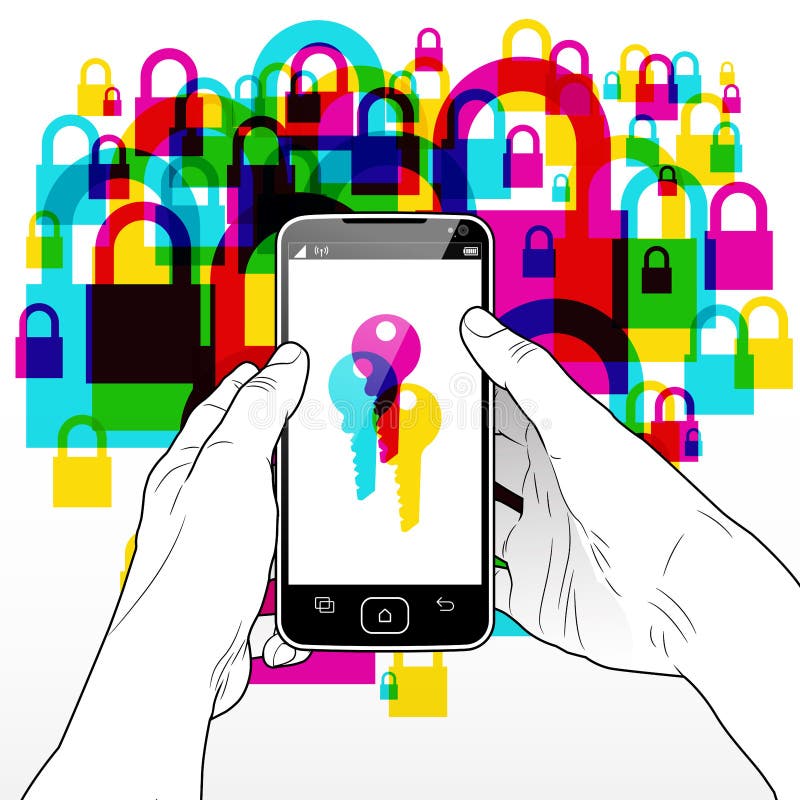 Smart Phone - Key Data Security Access Stock Vector - Illustration of ...