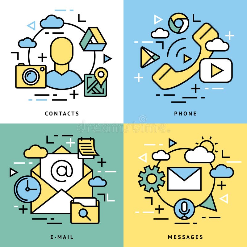 Smart Phone Launcher Black Thin Flat Line Stock Illustration ...