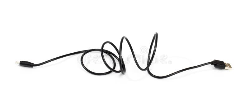 Smart Phone Lightning Cable Isolated on White Screen - Image Stock ...