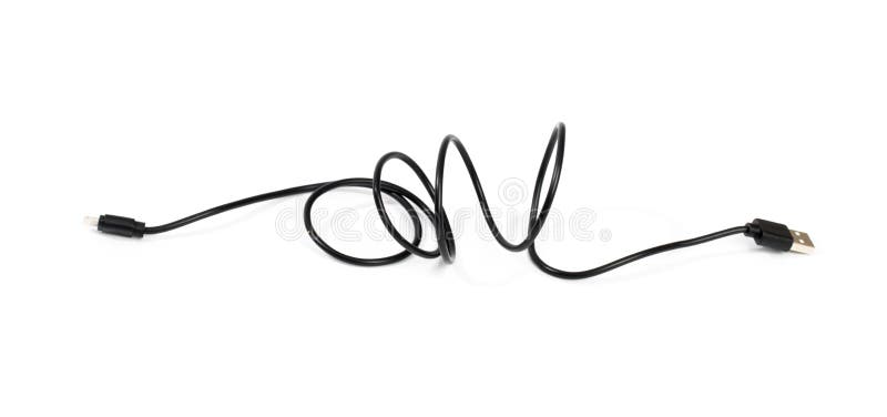 Smart Phone Lightning Cable Isolated on White Screen - Image Stock ...