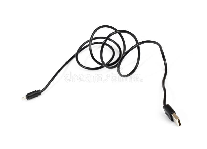 Smart Phone Lightning Cable Isolated on White Screen - Image Stock ...