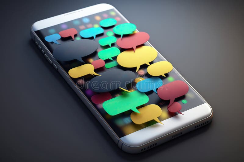 Smart Phone Live Chat App. Generative AI Stock Illustration ...