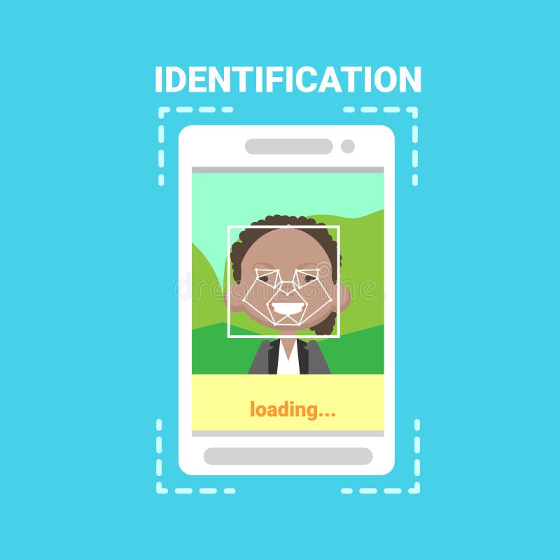Smart Phone Loading Face Identification System Scanning African ...