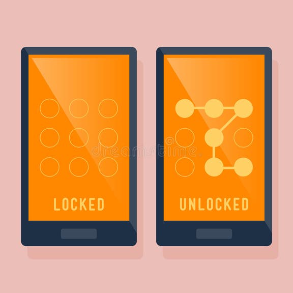 Smart Phone Locked and Unlocked Swipe Icon Stock Vector - Illustration ...