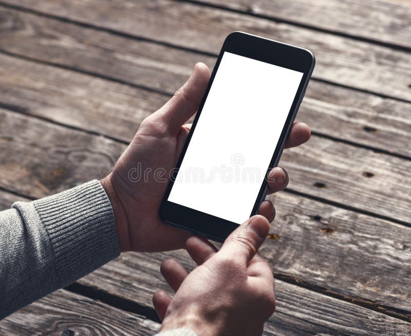 Smart Phone in Male Hands. Clipping Path Included. Stock Photo - Image ...