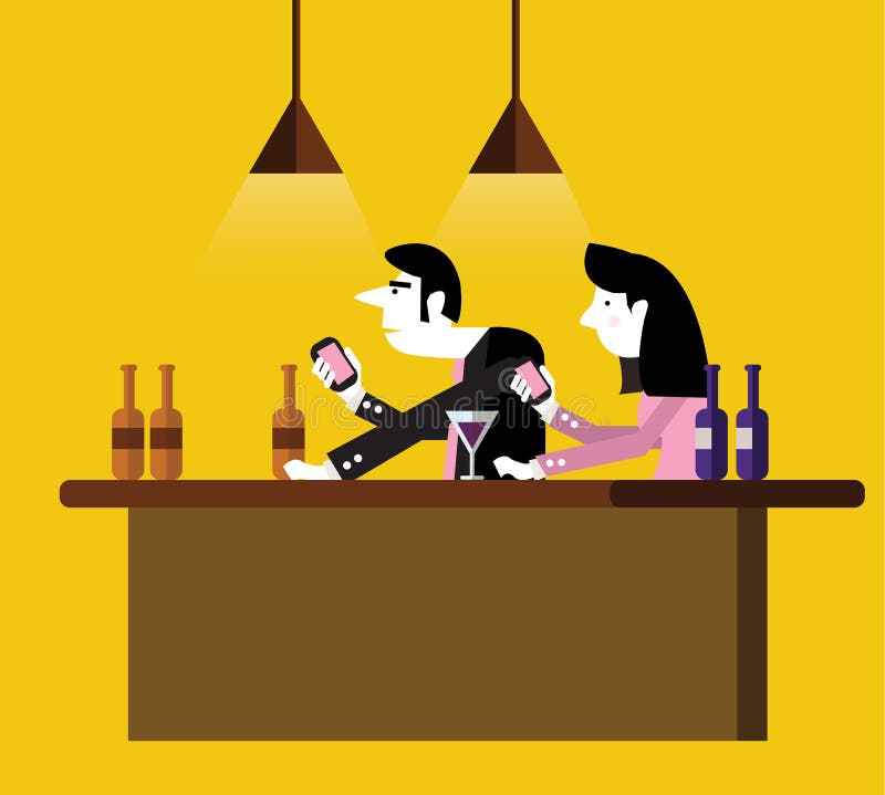 Smart Phone Mania. Modern Life Concept. Character Design. Stock Vector ...