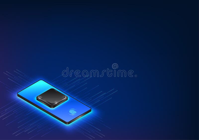 Smart Phone with a Microchip Processing and Storing Data. Surrounding ...