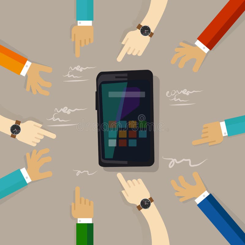Smart Phone Mobile Technology Review Customer Group People Hand ...