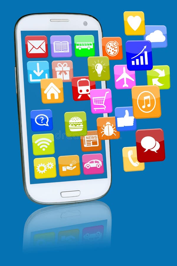 Smart Phone or Mobile Telephone with Programs Application Apps a Stock ...