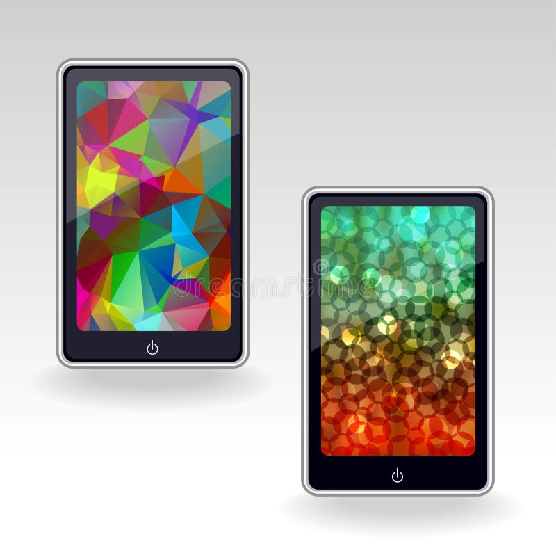 Smart Phone Models with Wallpapers Stock Illustration - Illustration of ...