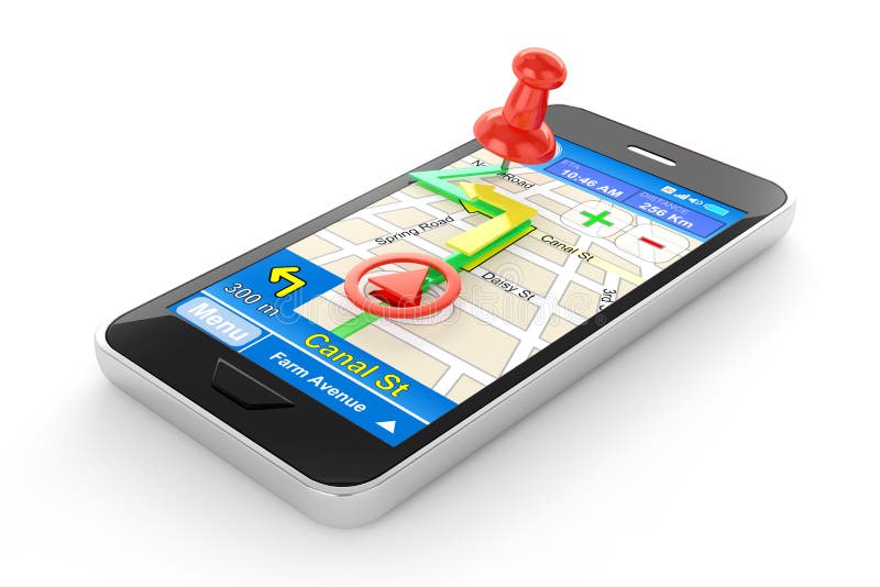 GPS Navigation in Smartphone Stock Photo - Illustration of road ...