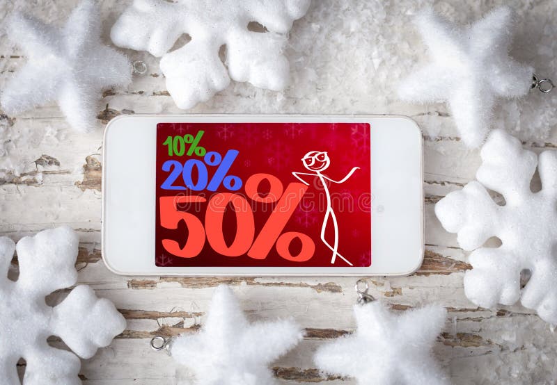 Smart Phone with Notification for Christmas Discounts Stock Photo ...