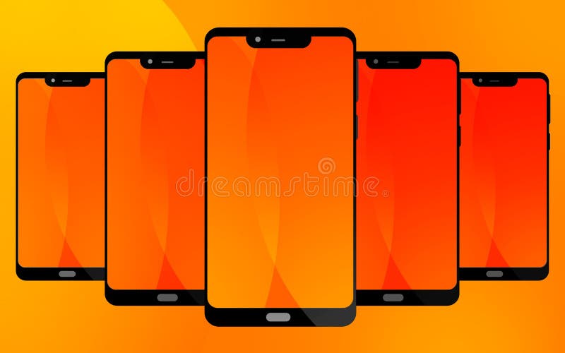 Smart Phone with Orange Screen Stock Illustration - Illustration of ...