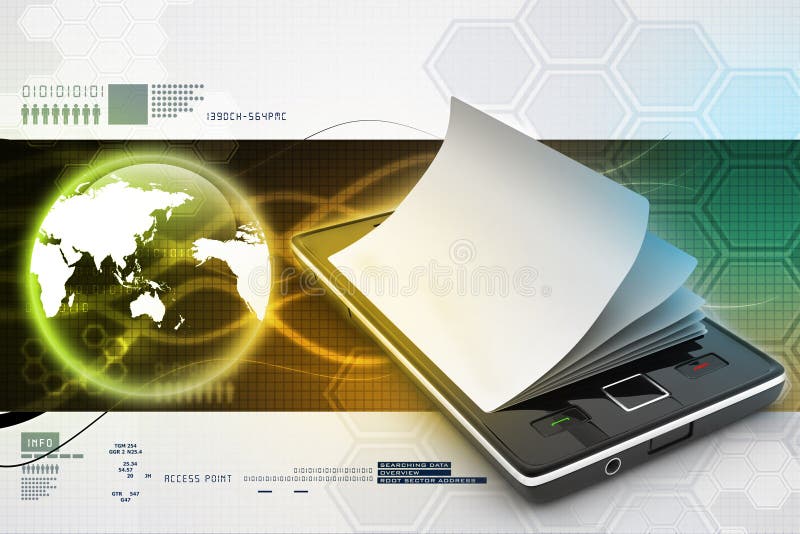 A smart phone in the paper stock illustration. Illustration of display ...