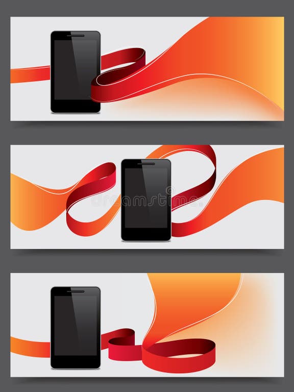 Smart Phone Promotion Banners Stock Vector - Illustration of blank ...
