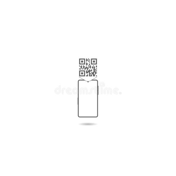 Smart Phone QR Code Scan Icon with Shadow Stock Vector - Illustration ...