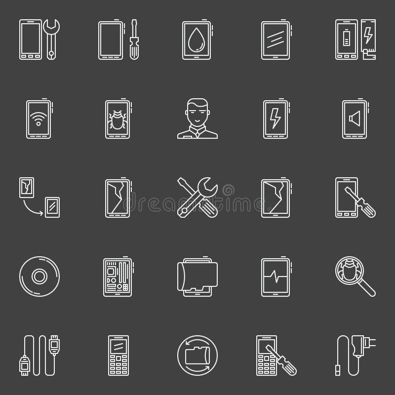 Smart phone repair icons stock vector. Illustration of outline - 66029961