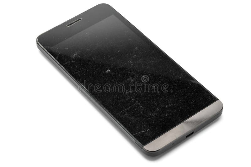 Smart Phone with Scratches on the Screen Stock Image - Image of clean ...