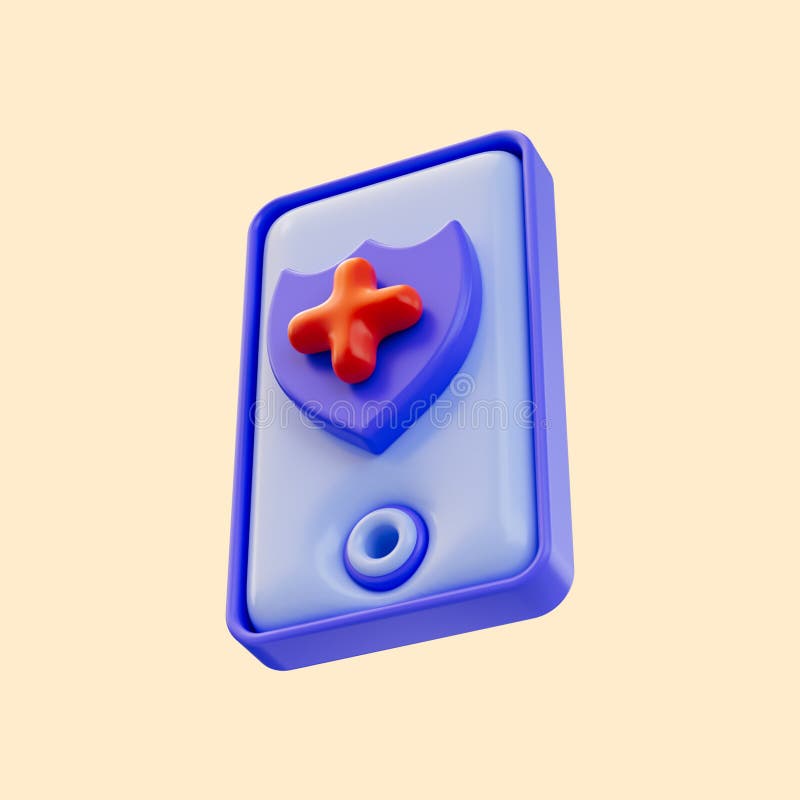 Smart Phone Security Shield Plus Icon 3d Render Concept for Health ...