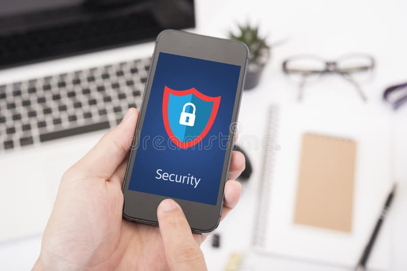 Smart Phone Security Shielding Code. Concept Cyber Protection Stock ...