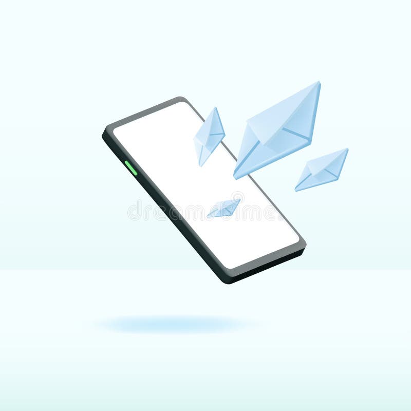 Smart Phone Sending Bunch Message 3D Vector Illustration Stock ...