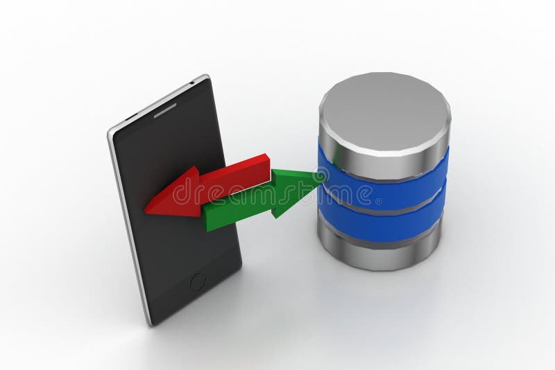 Smart Phone Sharing Data To Server Stock Illustration - Illustration of ...