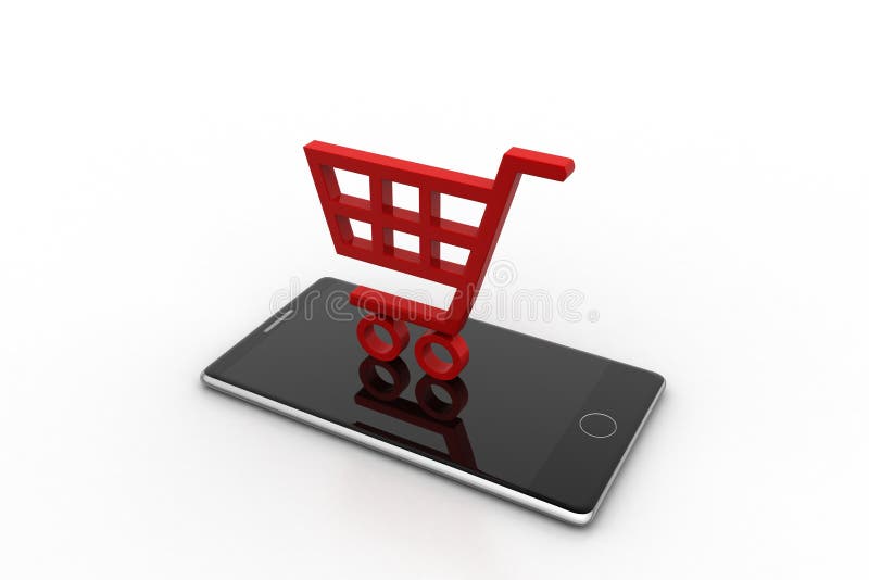 Smart Phone with Shopping Cart Stock Illustration - Illustration of ...