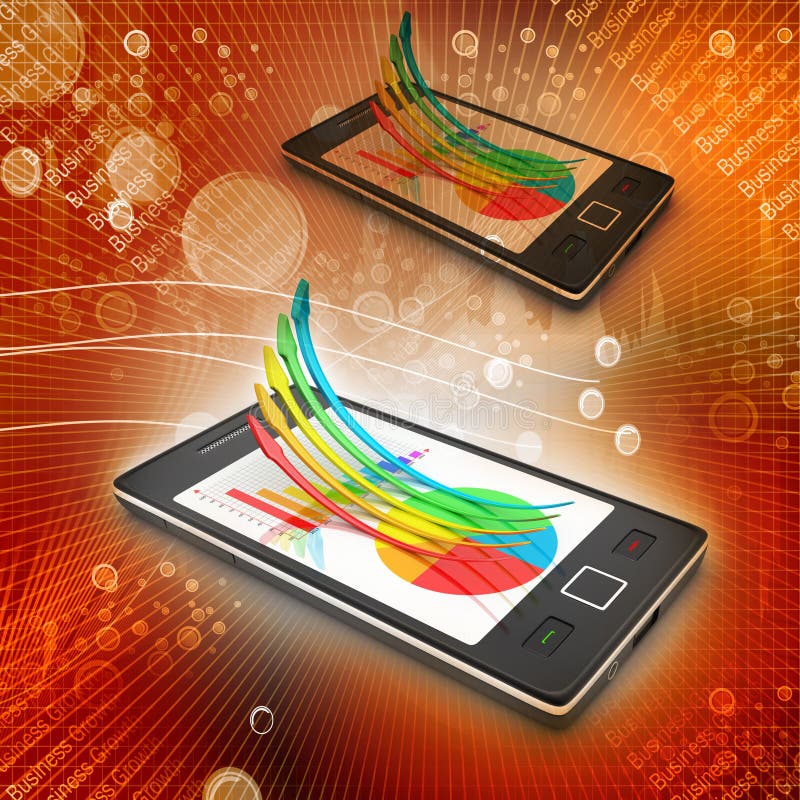 Smart Phone Showing a Growth Graph Stock Illustration - Illustration of ...