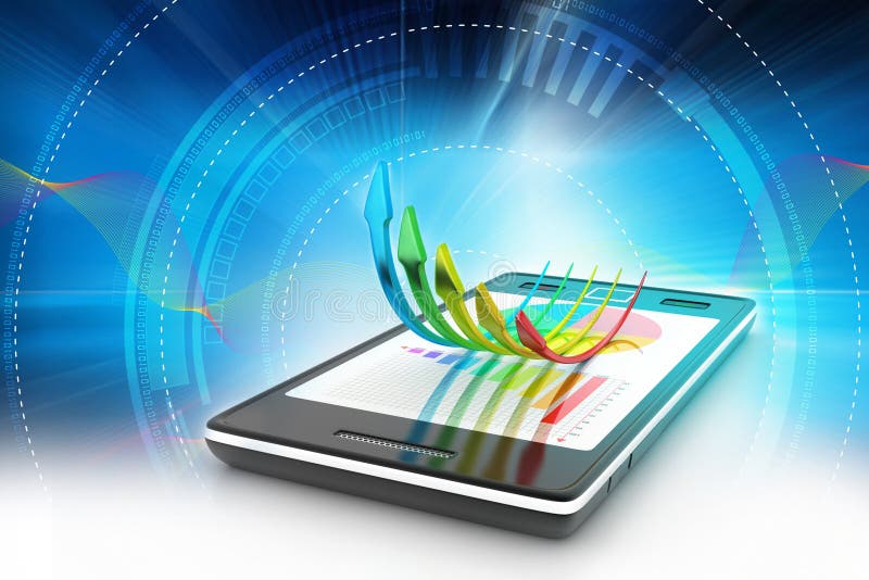 Smart Phone Showing a Growth Graph Stock Illustration - Illustration of ...