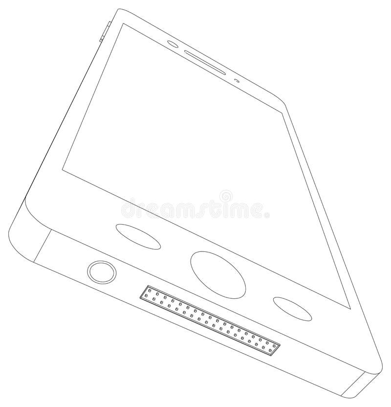 Sketch Smartphone On A High-tech Blue Background Stock Illustration ...