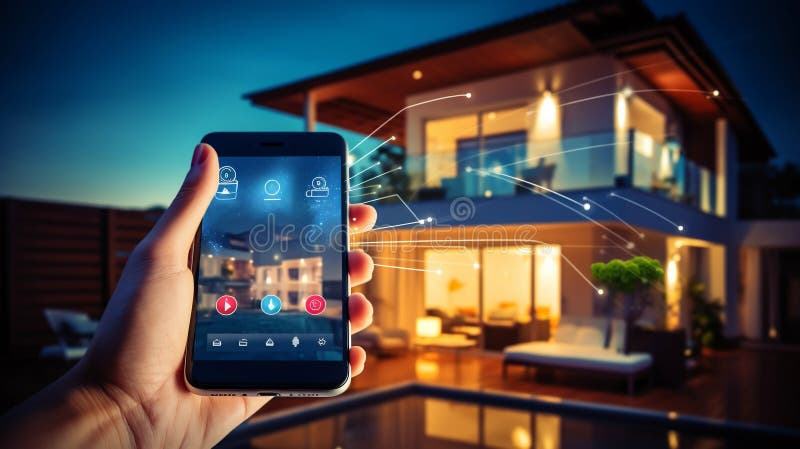 Smart Phone with Smart Home and Internet of Things (IOT) Stock ...