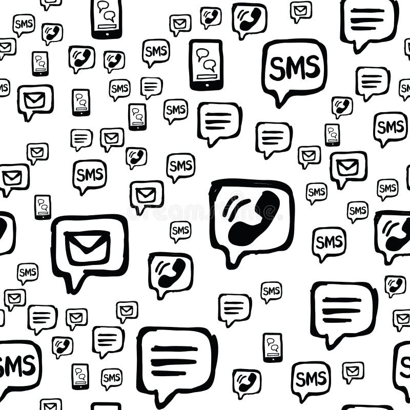 Smart Phone SMS and Email Communications Seamless Pattern Stock Vector ...