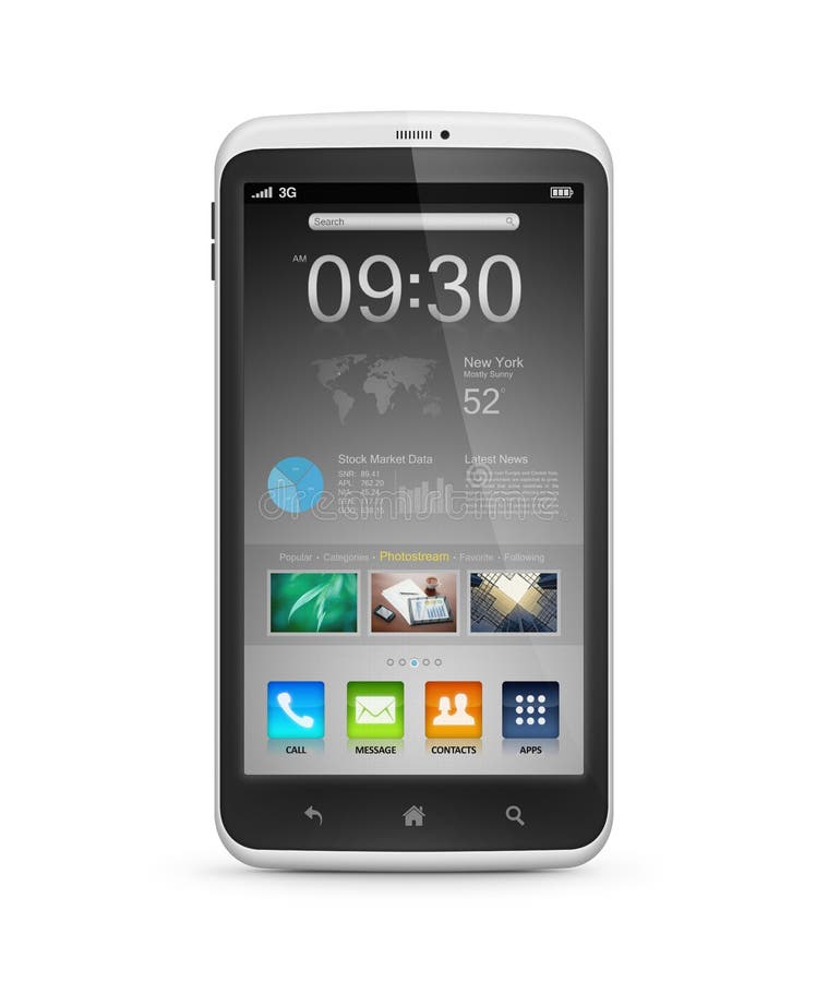 Front View of Black Smart Phone with Smart Home Application on T Stock ...