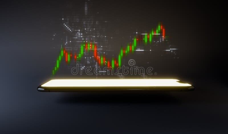 Smart Phone with Stock Chart Trading Stock Illustration - Illustration ...