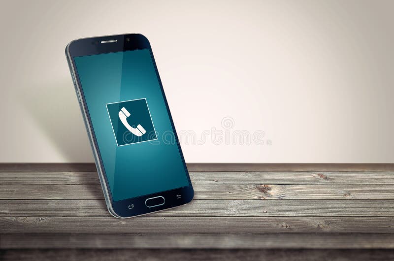 Smart Phone on Table Calling Stock Photo - Image of hand, table: 55940126