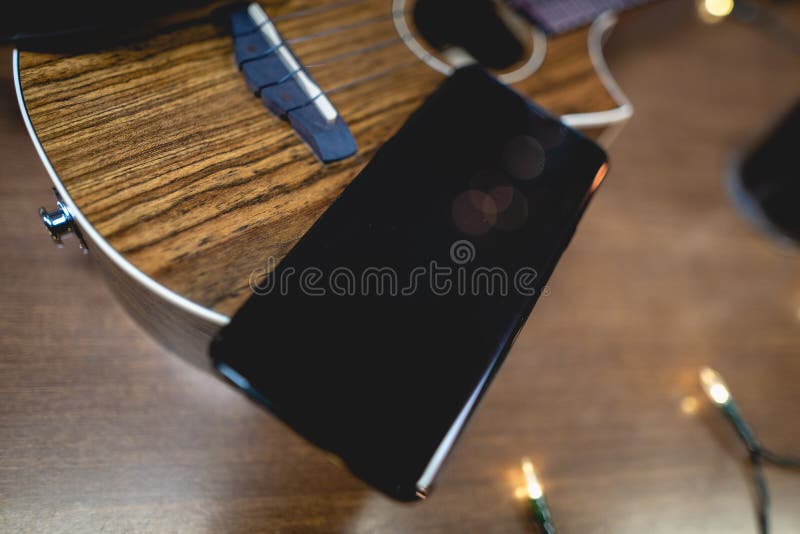 Smart Phone on Table with Decor Stock Photo - Image of reflection, fire ...