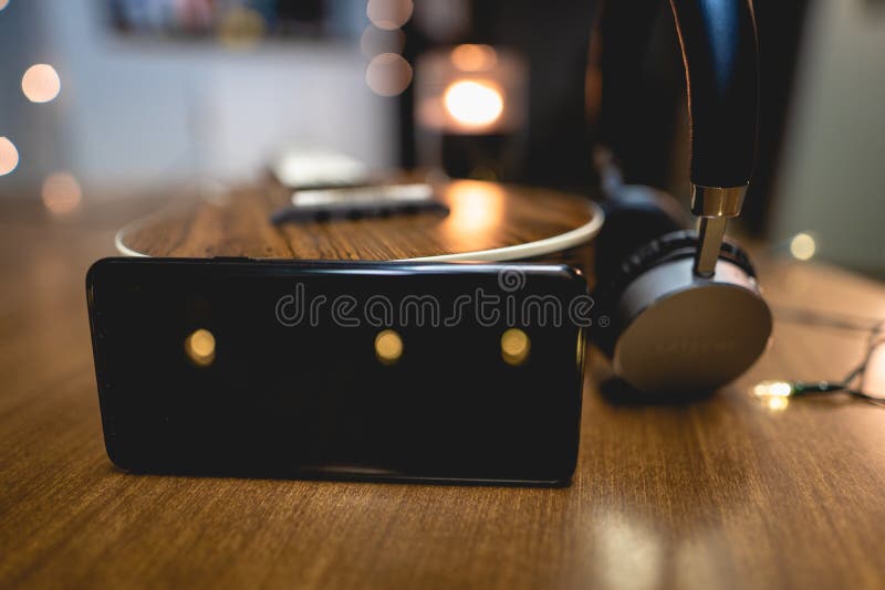 Smart Phone on Table with Decor Stock Photo - Image of wood, tabletop ...