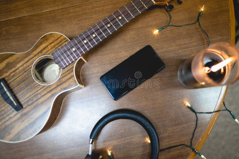 Smart Phone on Table with Decor Stock Image - Image of android ...