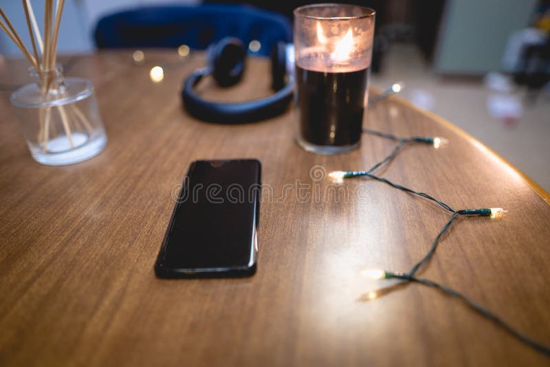 Smart Phone on Table with Decor Stock Image - Image of smart, phone ...