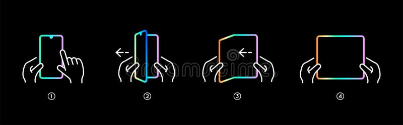 Smart Phone Tablet with Foldable Screen. Step by Step Folding Unfolding ...
