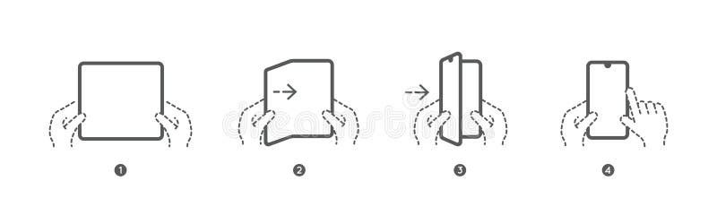 Smart Phone Tablet with Foldable Screen. Step by Step Folding Unfolding ...