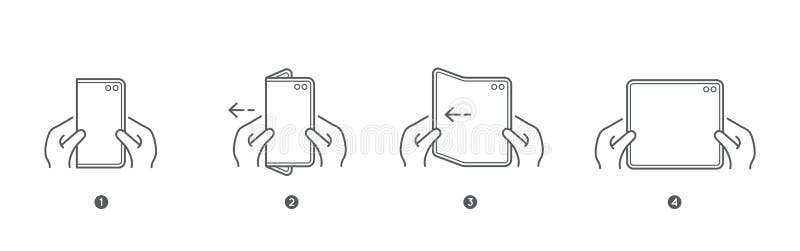 Smart Phone Tablet with Foldable Screen. Step by Step Folding Unfolding ...