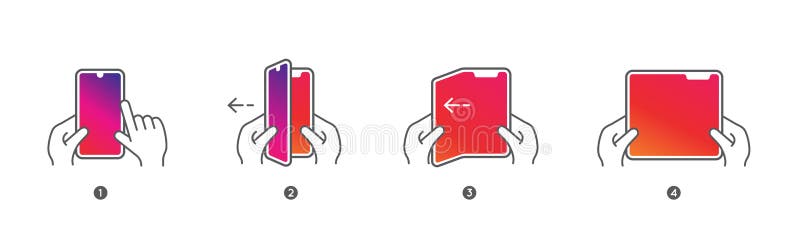Smart Phone Tablet with Foldable Screen. Step by Step Folding Unfolding ...