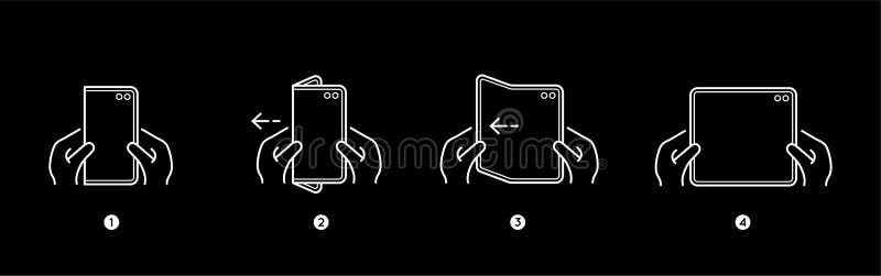 Smart Phone Tablet with Foldable Screen. Step by Step Folding Unfolding ...