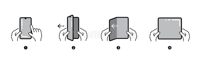 Smart Phone Tablet with Foldable Screen. Step by Step Folding Unfolding ...
