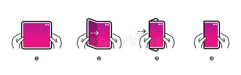 Smart Phone Tablet with Foldable Screen. Step by Step Folding Unfolding ...